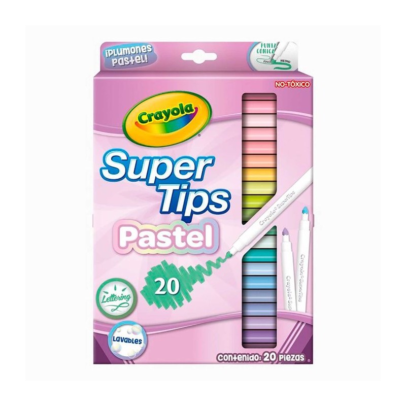 Plumones Crayola Super Tips Pastel C/20 Lavables