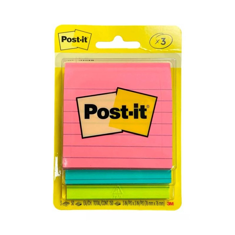 Block Post-it Jaipur 7.6 x 7.6 cm C/3 Blocks de 50 h. Raya