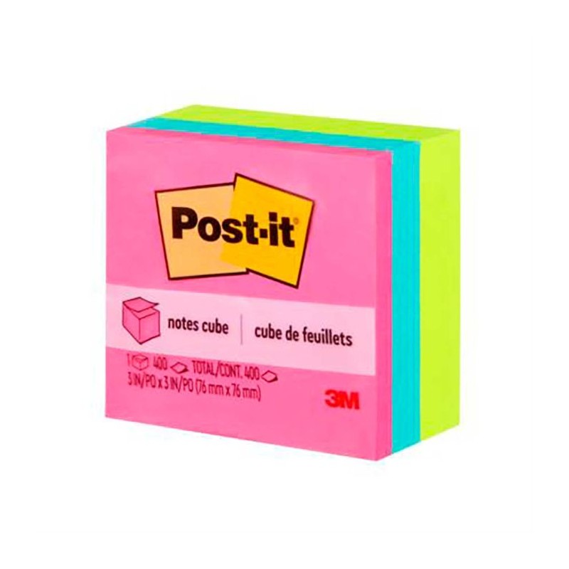 Cubo Post-it Neón Ultra 7.6 x 7.6 cm C/400 h.